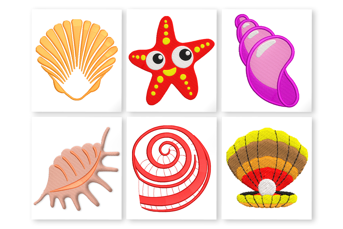Seashell Machine Embroidery Design | Inspire Uplift