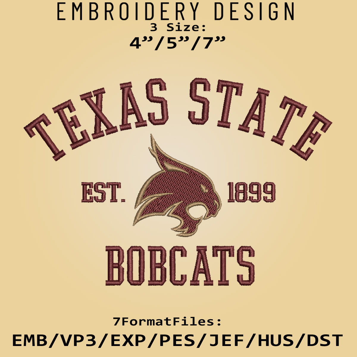 Texas State Bobcats embroidery design, NCAA Logo Embroidery | Inspire ...