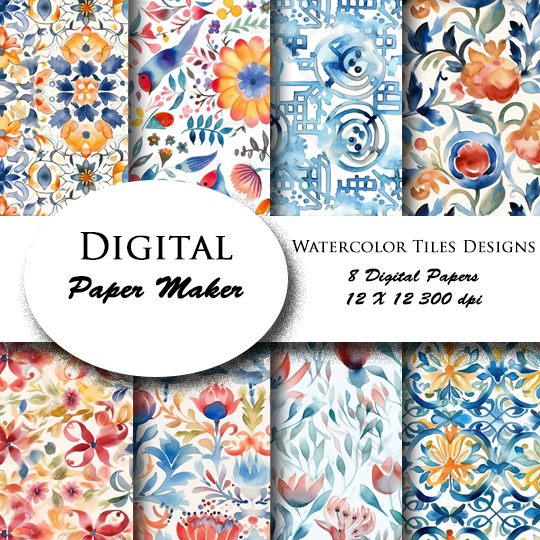 Watercolor tile designs. Seamless 300 dpi, 12 x 12 inch to u | Inspire ...