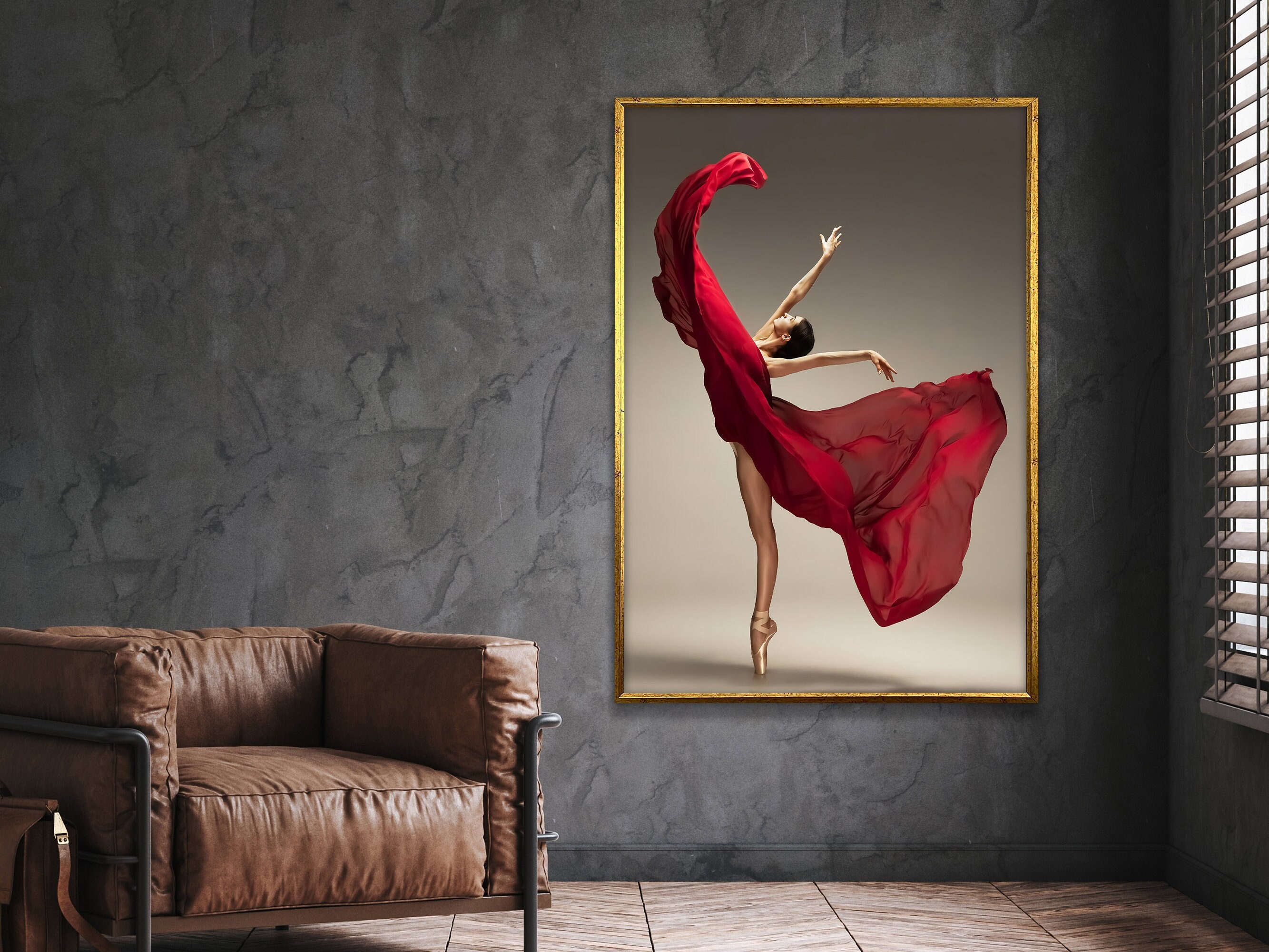 Dancer In Red Dress, Dance Painting, Dancer Canvas Art, Abst | Inspire ...