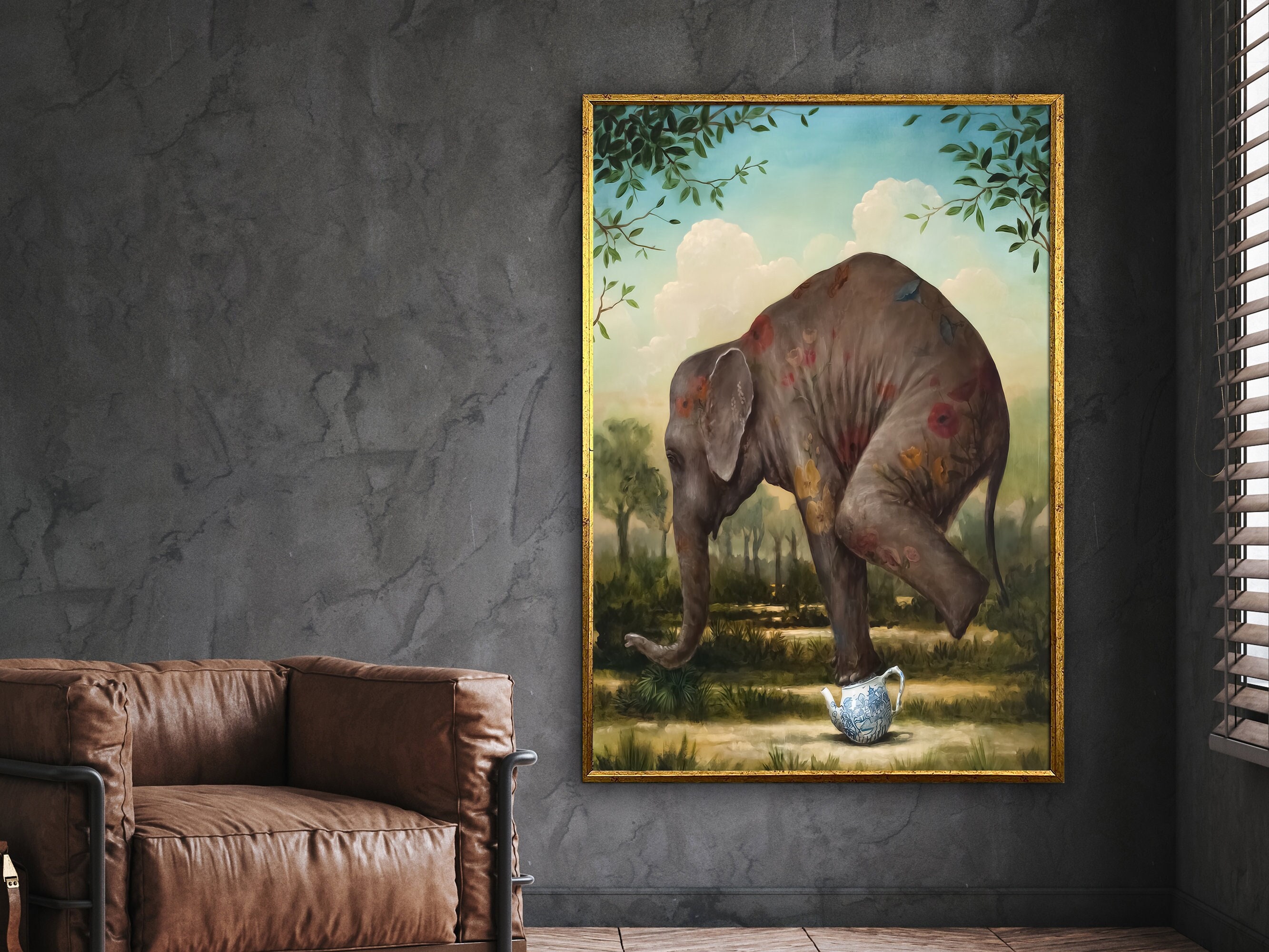 Elephant In Surreal, Elephant Tree Poster, Elephant Canvas, | Inspire ...