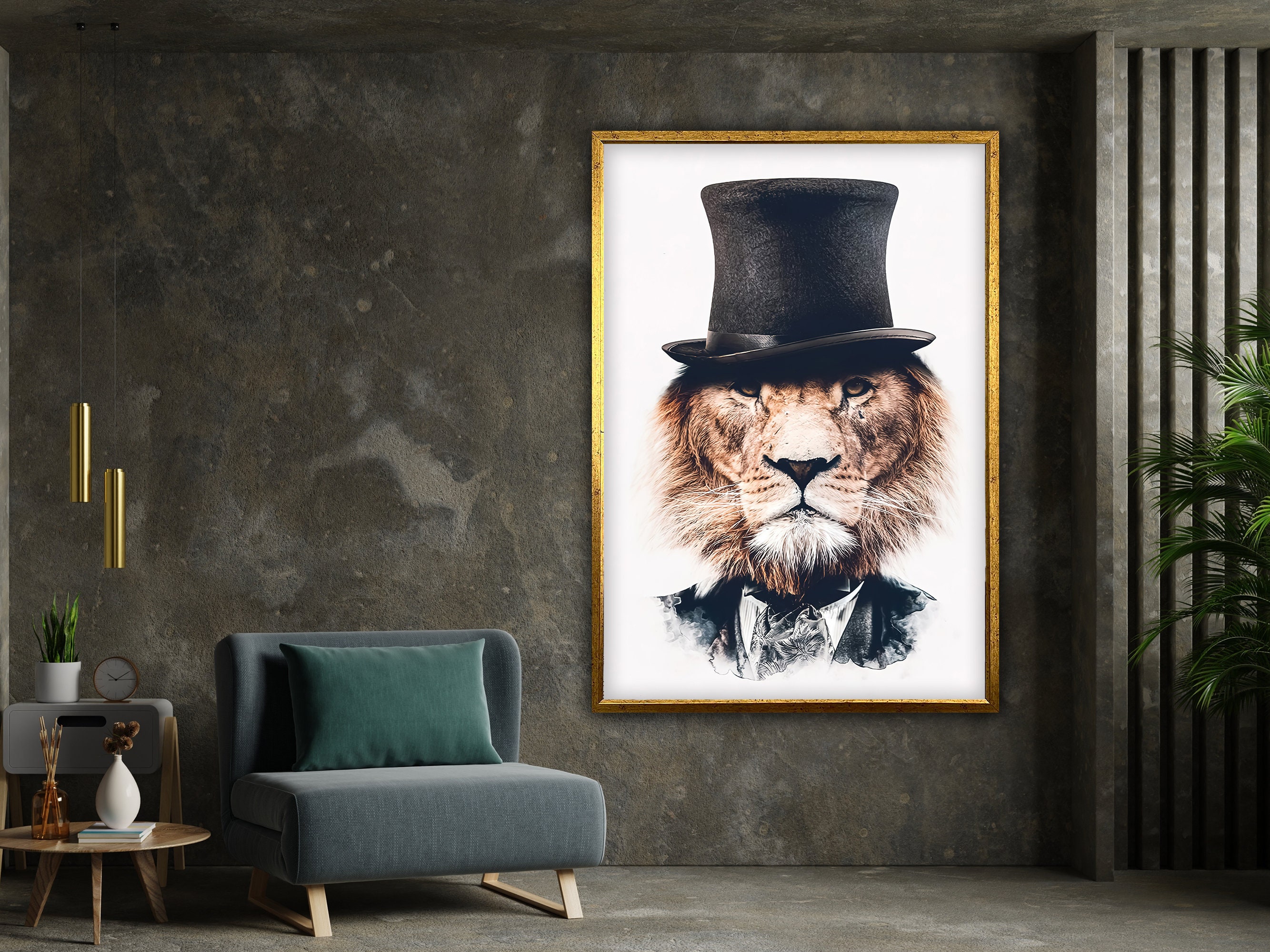 Lion With Fedora, Motivational Poster, Suit Lion Print, Anim - Inspire ...