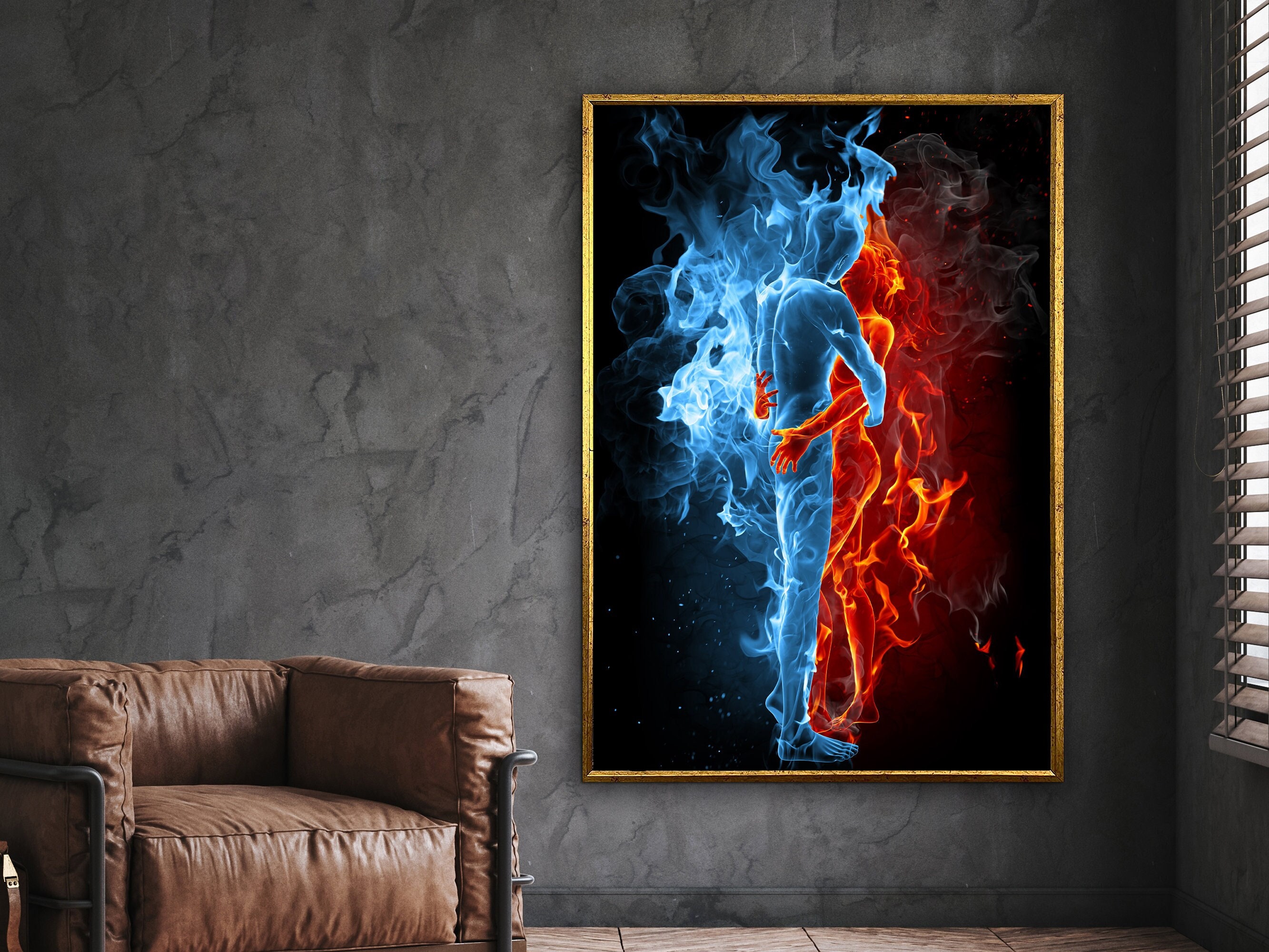 Love Of Water And Fire, Love Couples Hugging Canvas Painting | Inspire ...