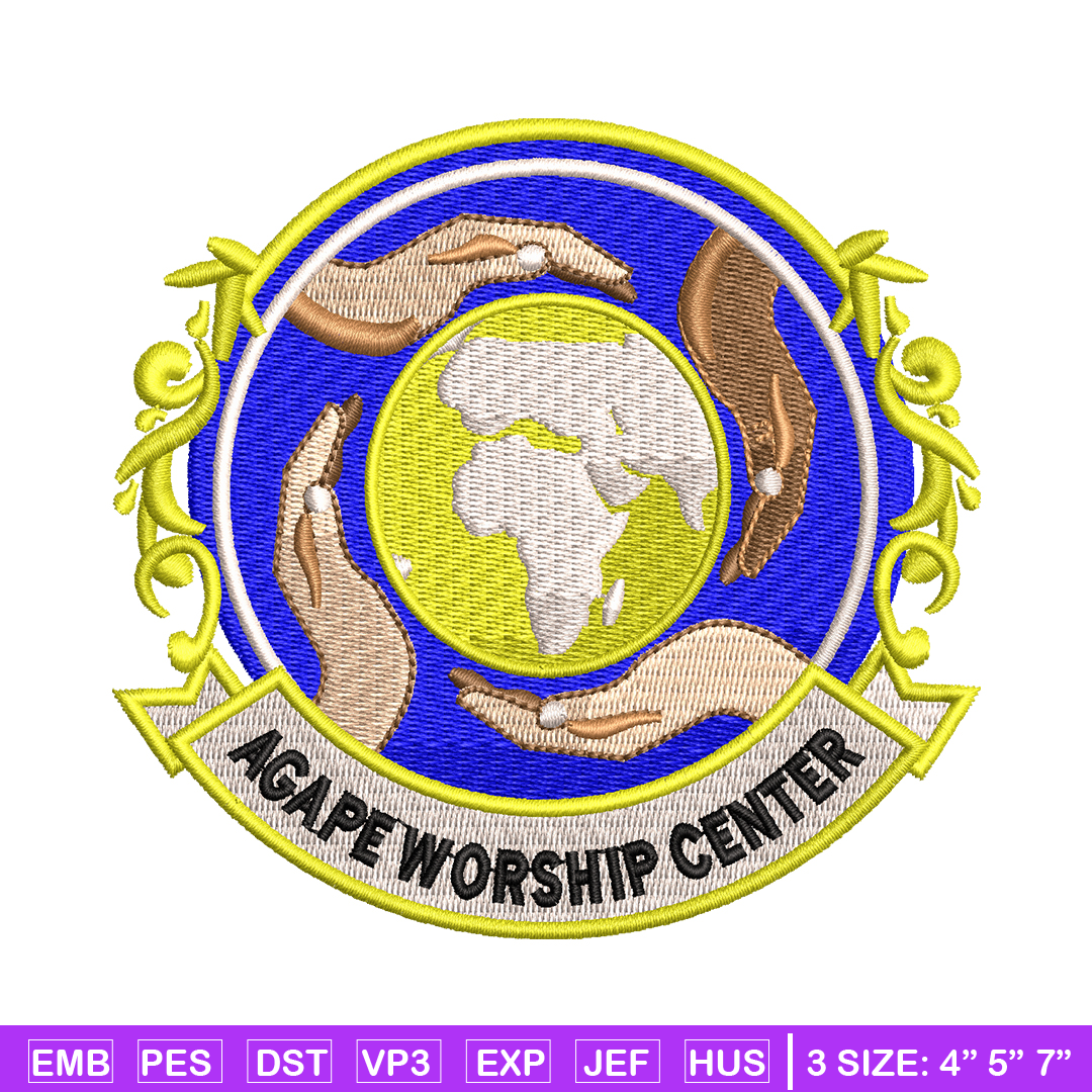 Agape Worship Center embroidery design, Agape Worship Center - Inspire Uplift
