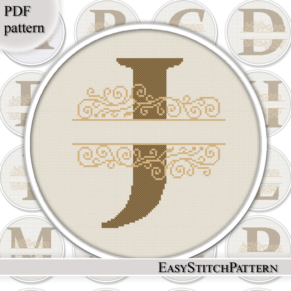 Monogram cross stitch pattern* DIY* Letter J cross stitch* - Inspire Uplift