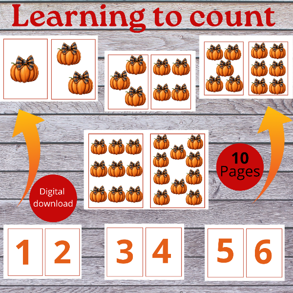 Cards with numbers and pictures of a cheerful pumpkin in doz | Inspire ...