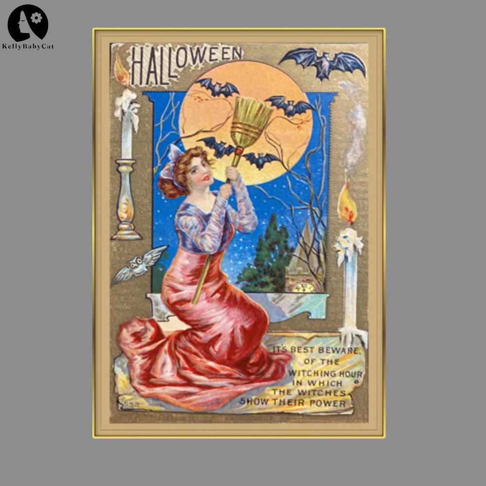 Vintage Look Halloween Witching Hour Girl Halloween PNG Down | Inspire ...