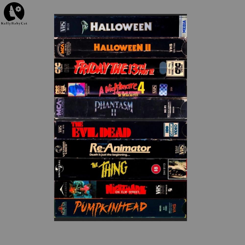 Retro Horror Movies VHS Stacks Halloween PNG Download | Inspire Uplift