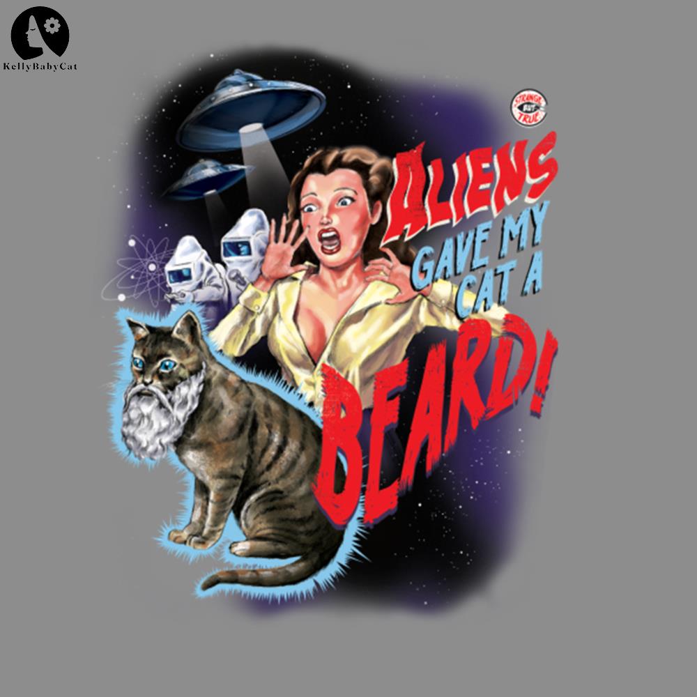 Aliens Gave My Cat a Beard Halloween PNG Download | Inspire Uplift
