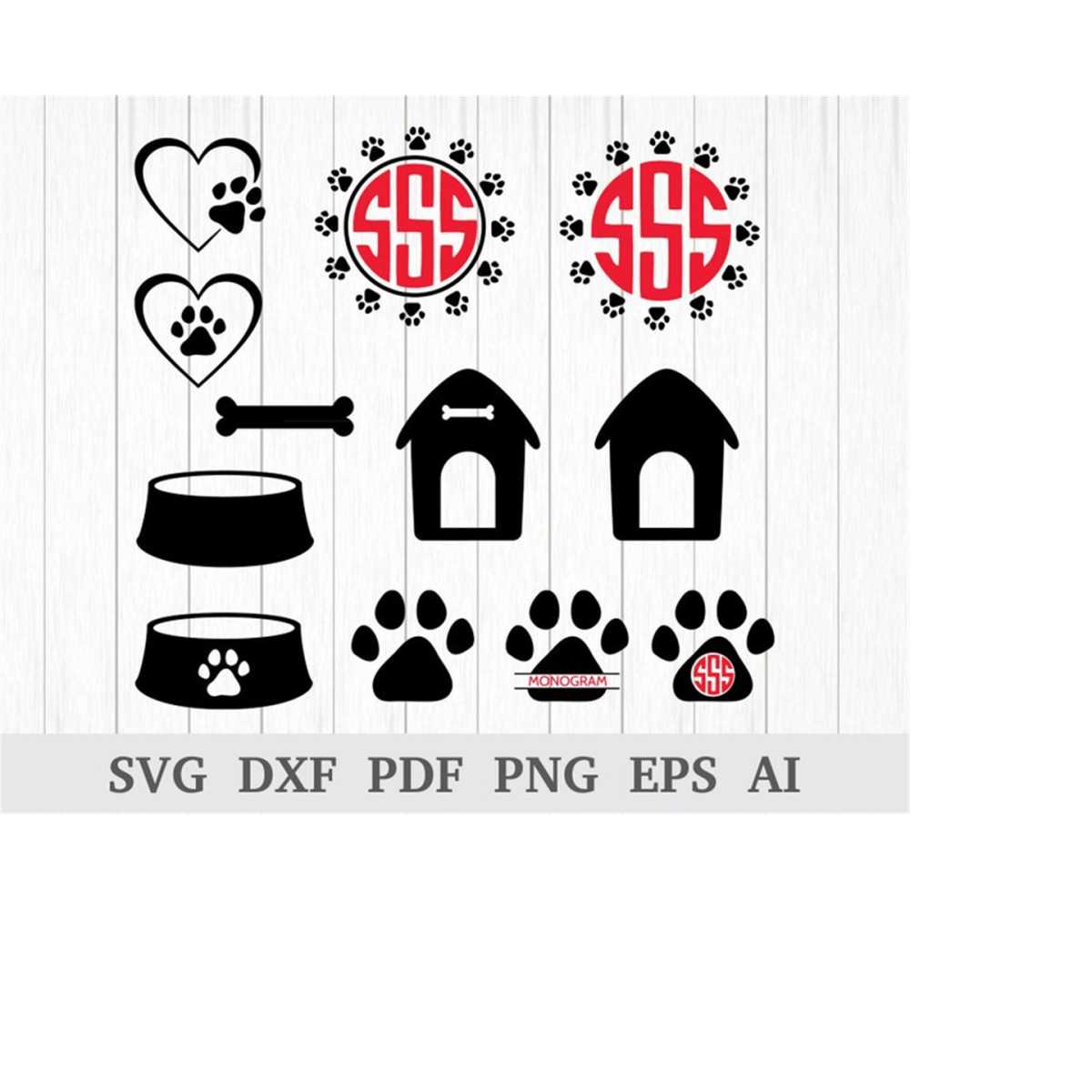 Dog SVG File, Dog Paw Print SVG , Dog Bone svg, Dog House sv - Inspire ...