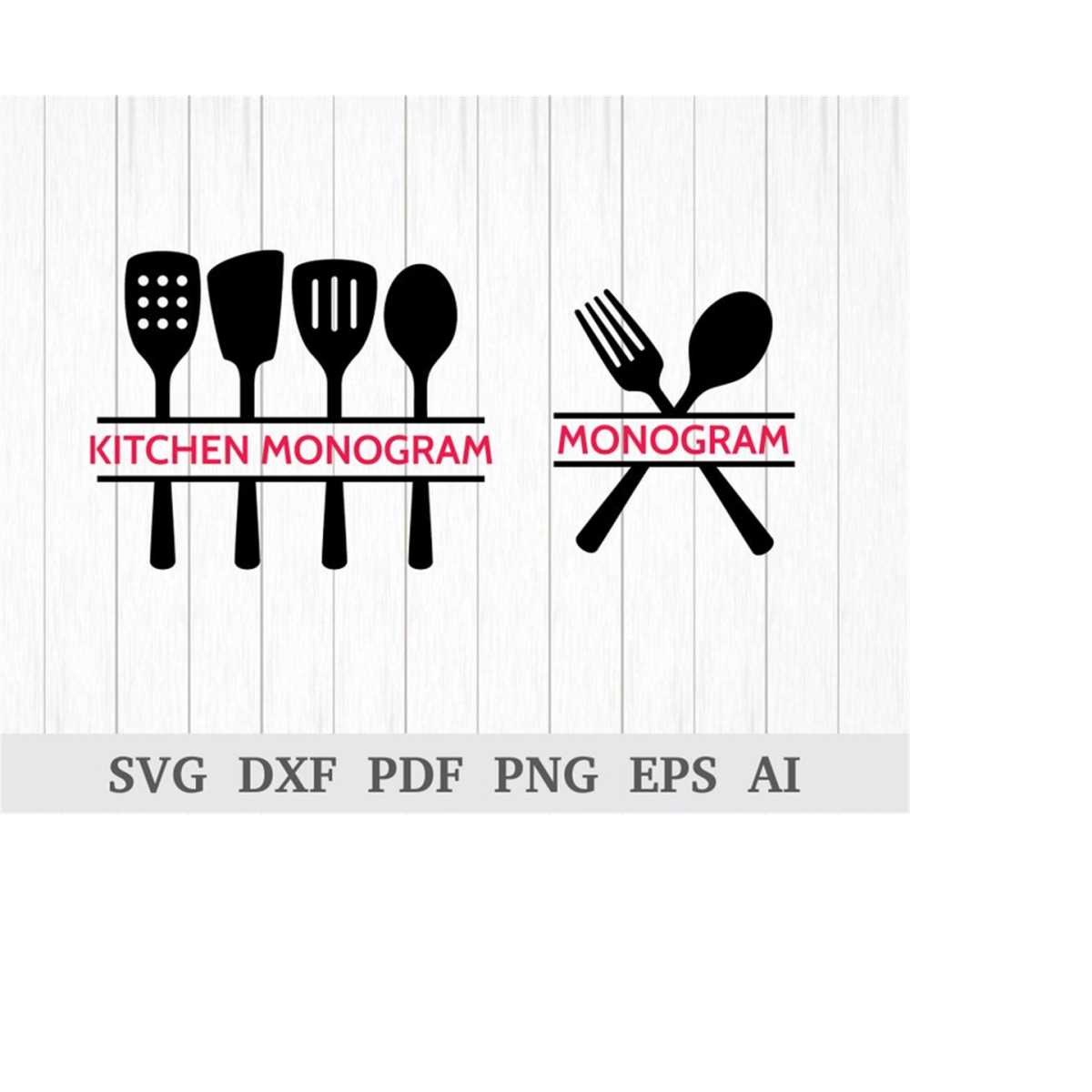 Split Kitchen Utensil SVG, Kitchen Monogram SVG, Kitchen SVG - Inspire ...
