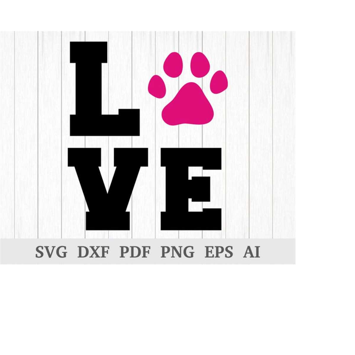 Love Paw SVG, Love Dog SVG, Dog SVG clipart, Love Paw Print, - Inspire ...