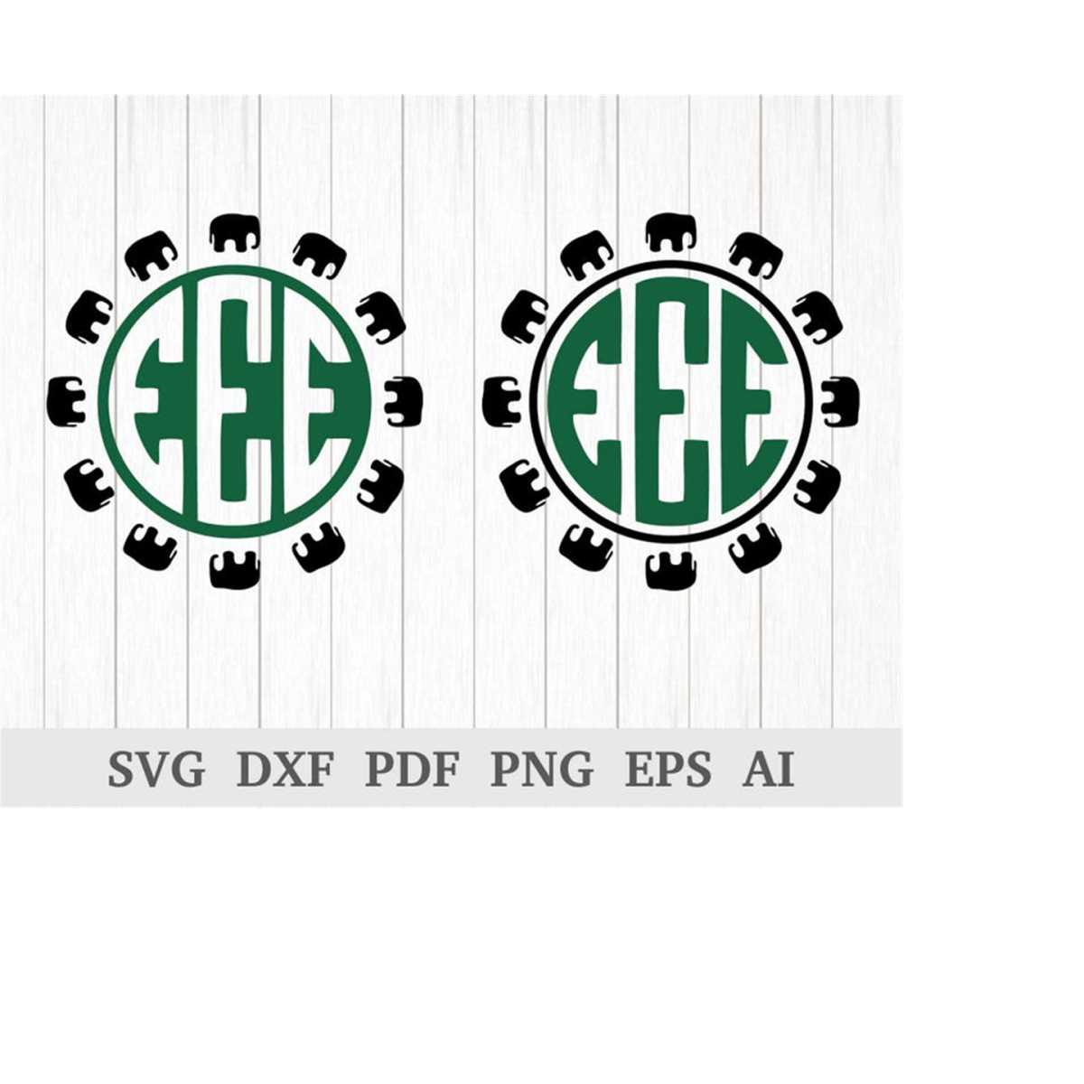 Elephant Circle Monogram SVG, Elephant SVG, Cute Elephant c | Inspire ...