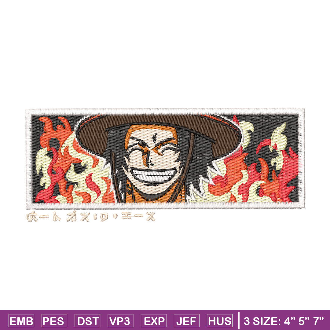 Ace rectangle embroidery design, One piece embroidery, Anime | Inspire ...