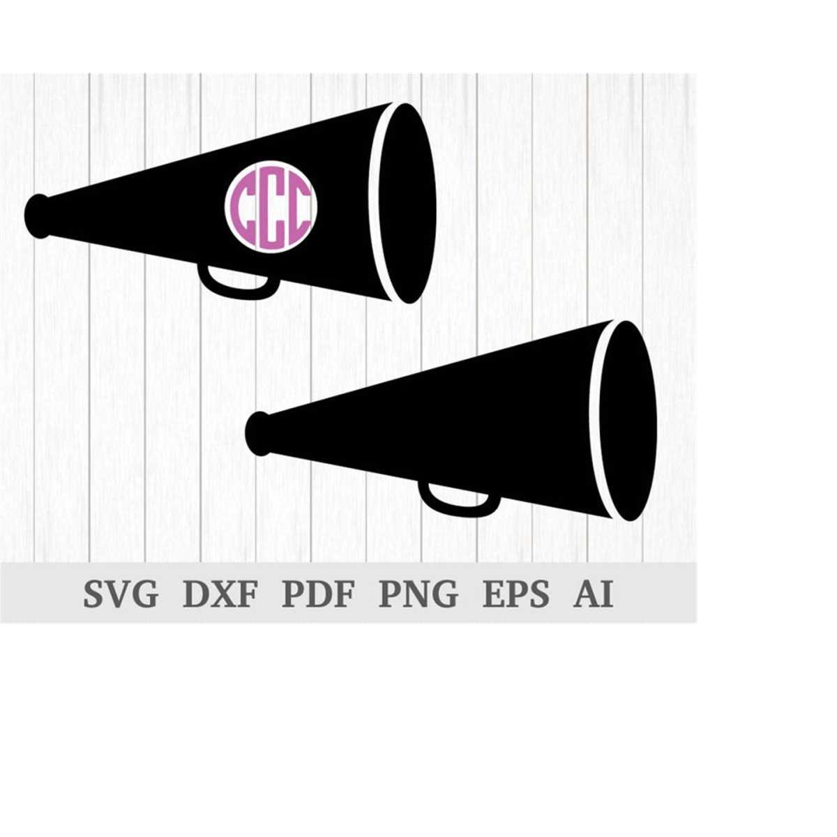 Megaphone Monogram SVG, Cheerleader SVG, Megaphone Clipart c | Inspire ...