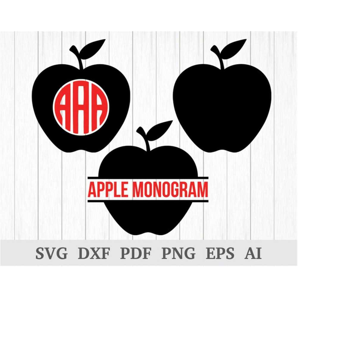 Apple Monogram SVG, Apple SVG, Teacher svg, Teacher Monogram | Inspire ...