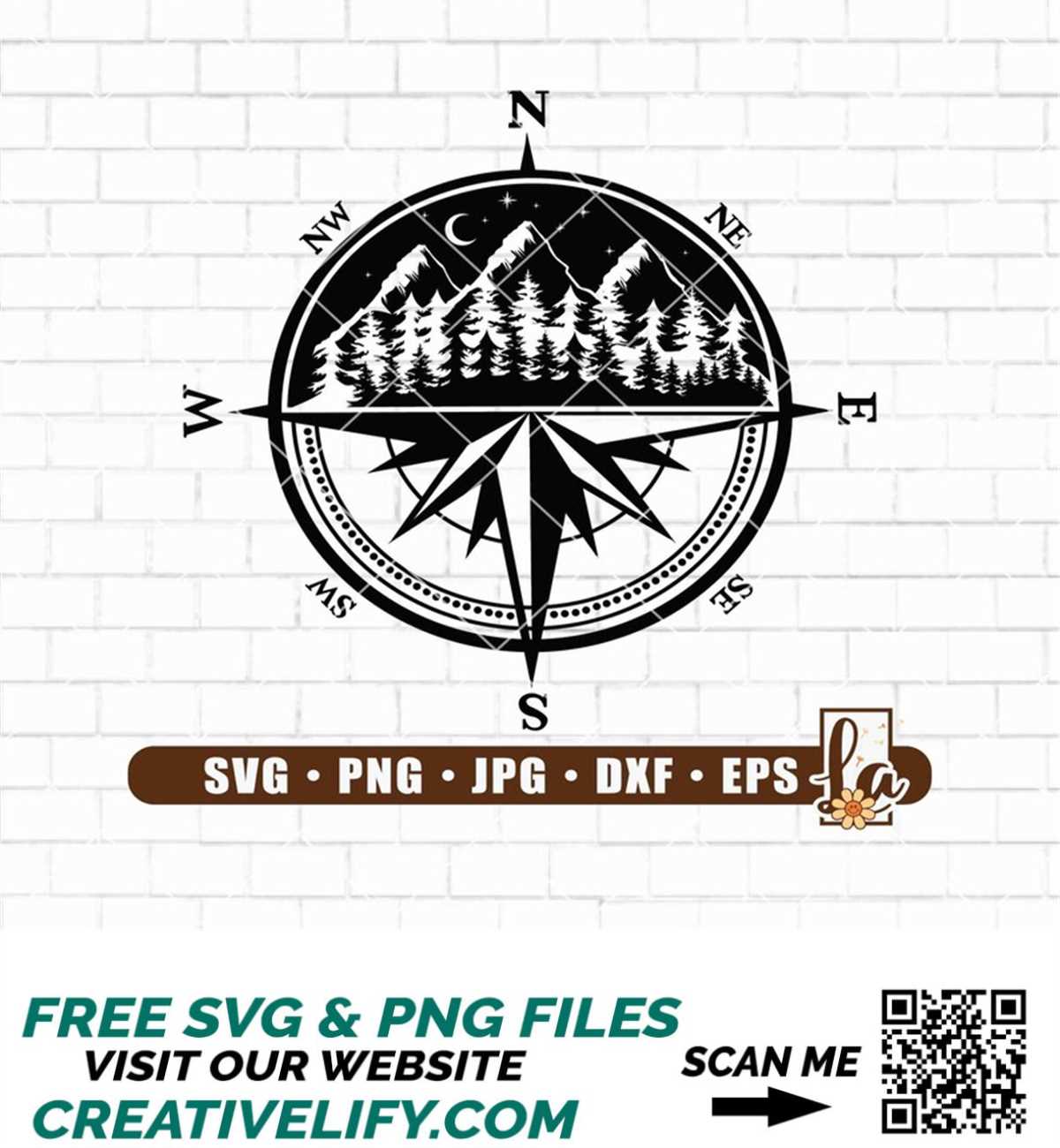 Compass Svg | Compass and mountains svg | Compass and forest - Inspire ...
