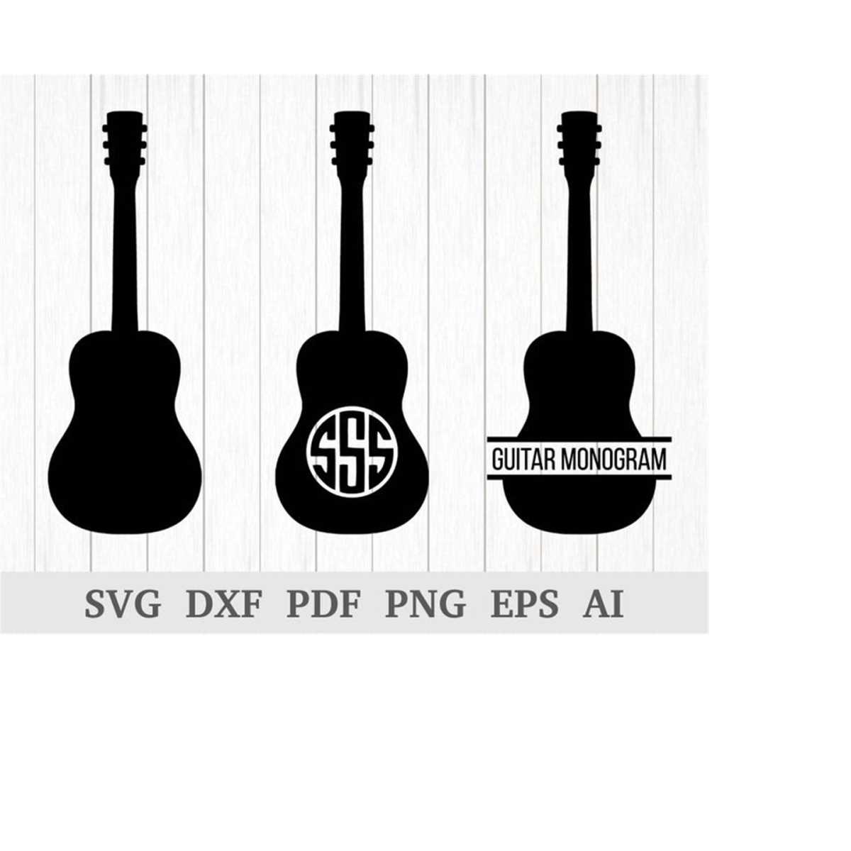 Guitar Monogram SVG, Guitar Silhouette SVG, Guitar Clipart, - Inspire ...