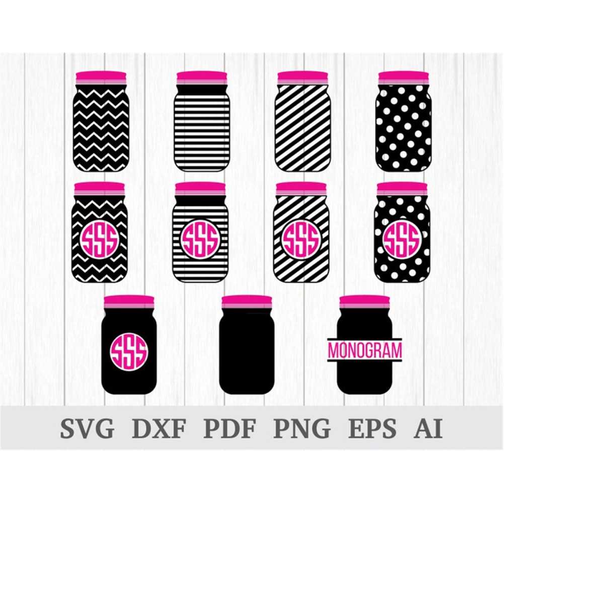 Mason Jar SVG File, Mason Jar Monogram SVG, Polka Dot Mason | Inspire ...