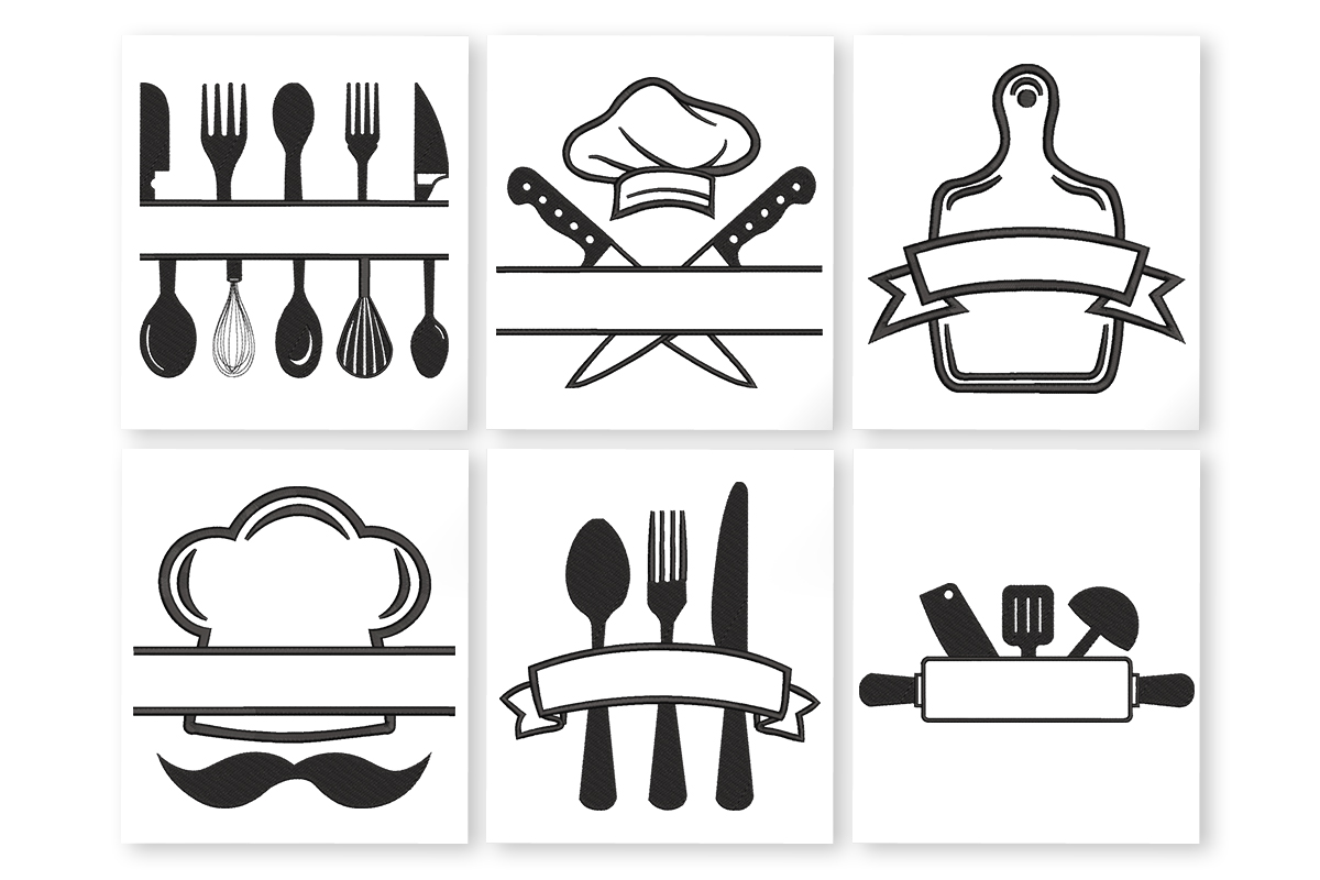 Split Kitchen Tools Embroidery Design. Kitchen Utensils Spli | Inspire ...