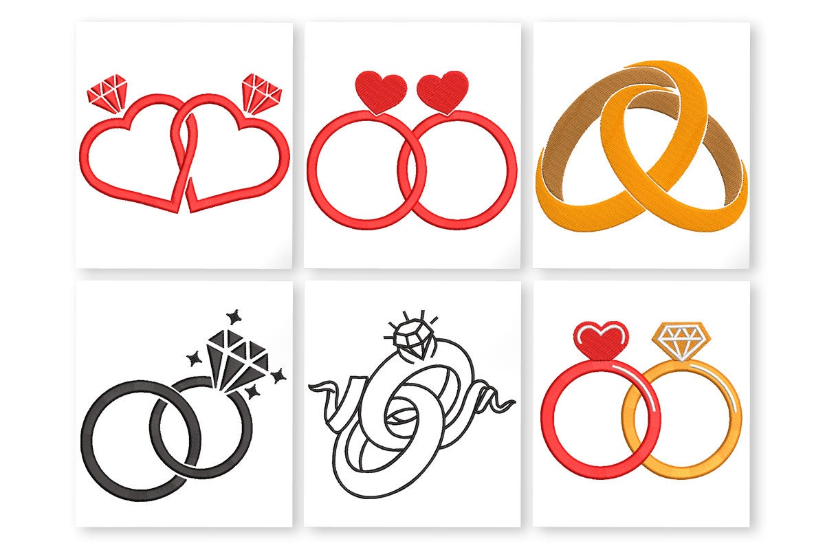 Wedding Rings Embroidery Design. Engagement Rings design | Inspire Uplift