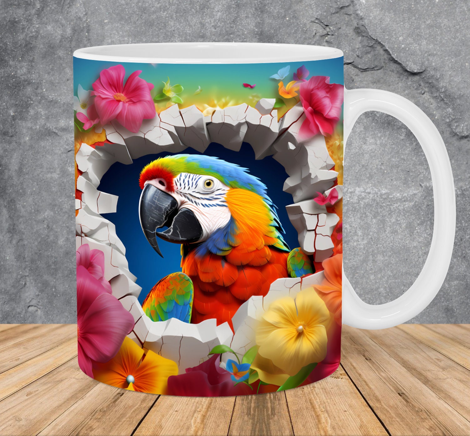 3D Parrot Hole In A Wall Mug | Inspire Uplift