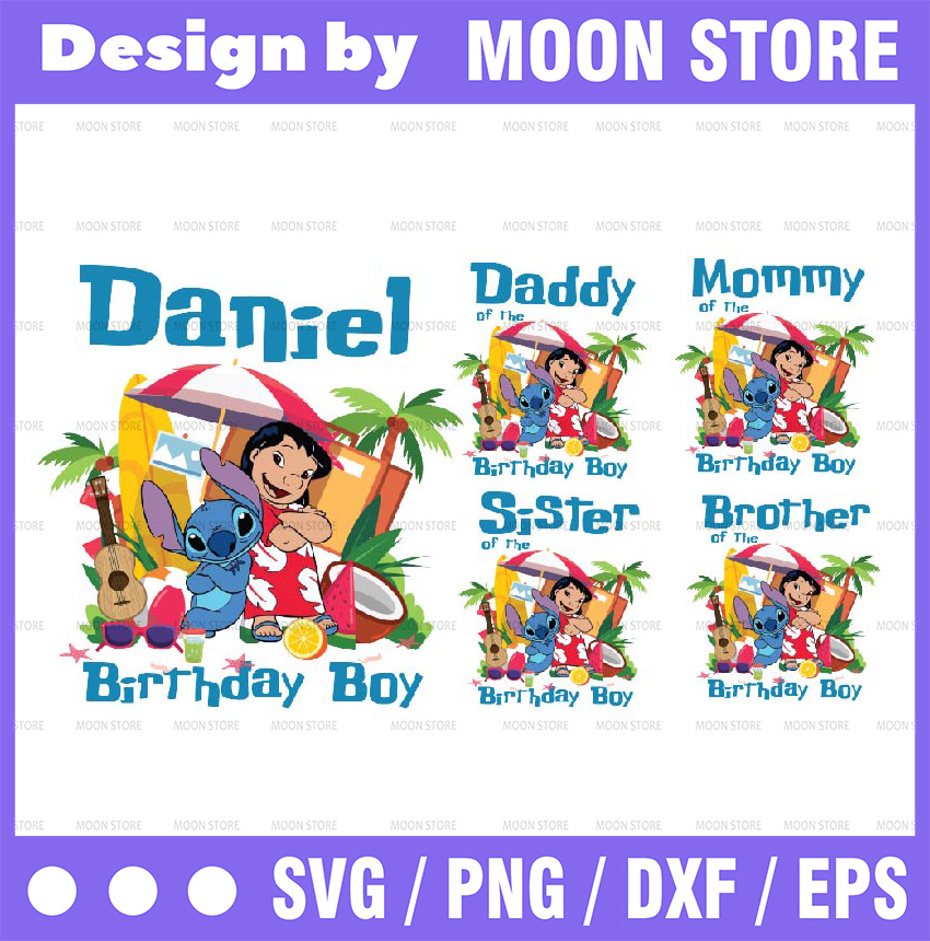 Personalized Name And Age Lilo and Stitch Png, Family Birthd | Inspire ...