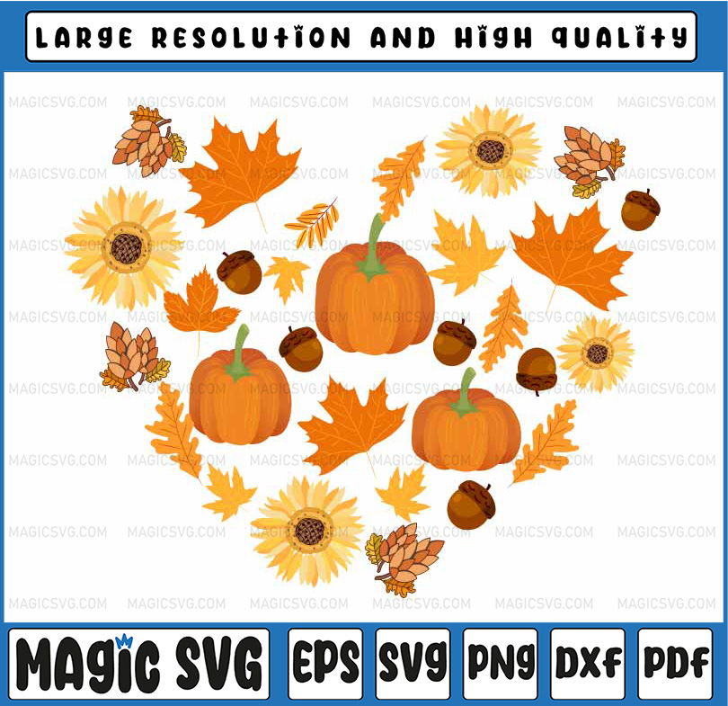 Love Fall Y'All PNG, Hart flowers leaves Hello Pumpkin Fall - Inspire ...