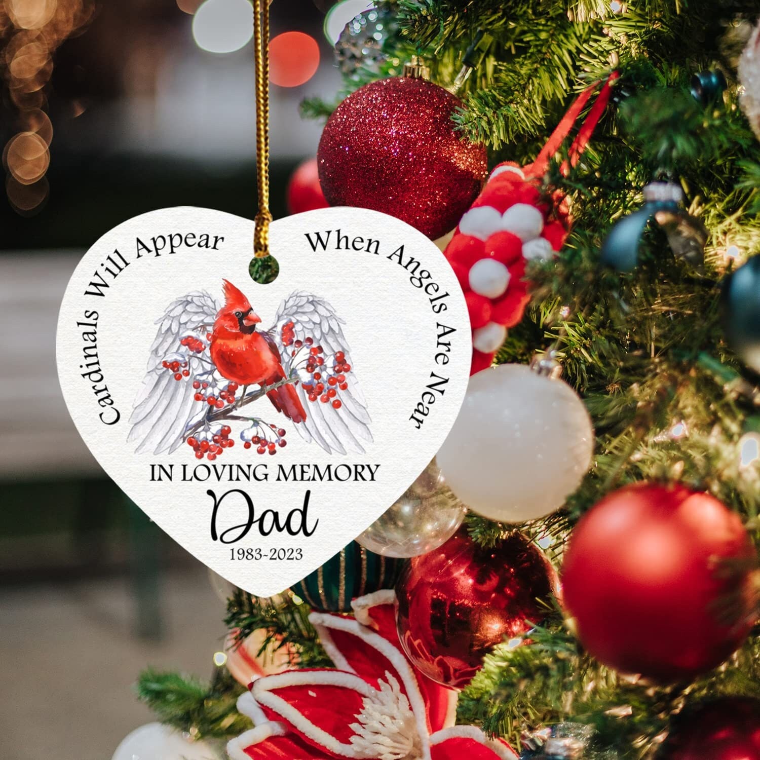 in Loving Memory Dad Red Cardinal Ornament - Inspire Uplift