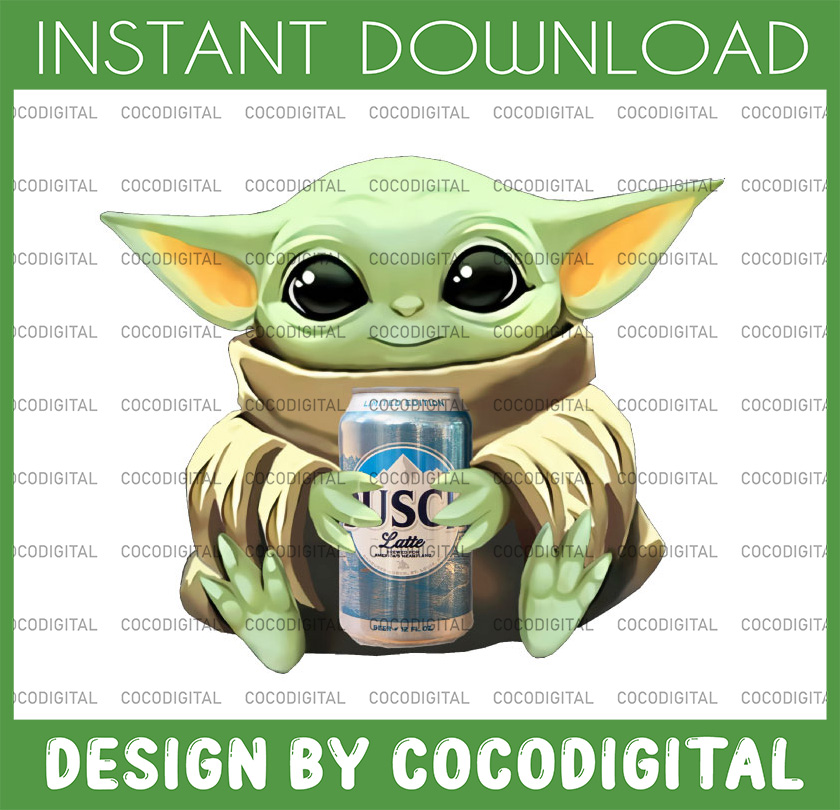 Baby Yoda with BUSCH Latte PNG, Baby Yoda png, Sublimation - Inspire Uplift