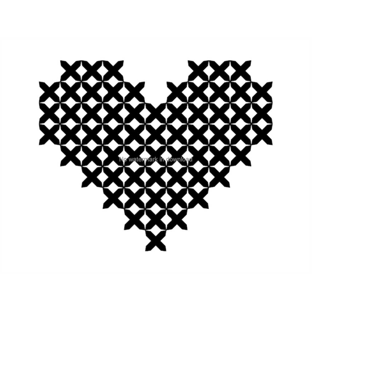 Cross Stitch Heart Svg Silhouette Cut File, Cross Stitch Dxf - Inspire ...