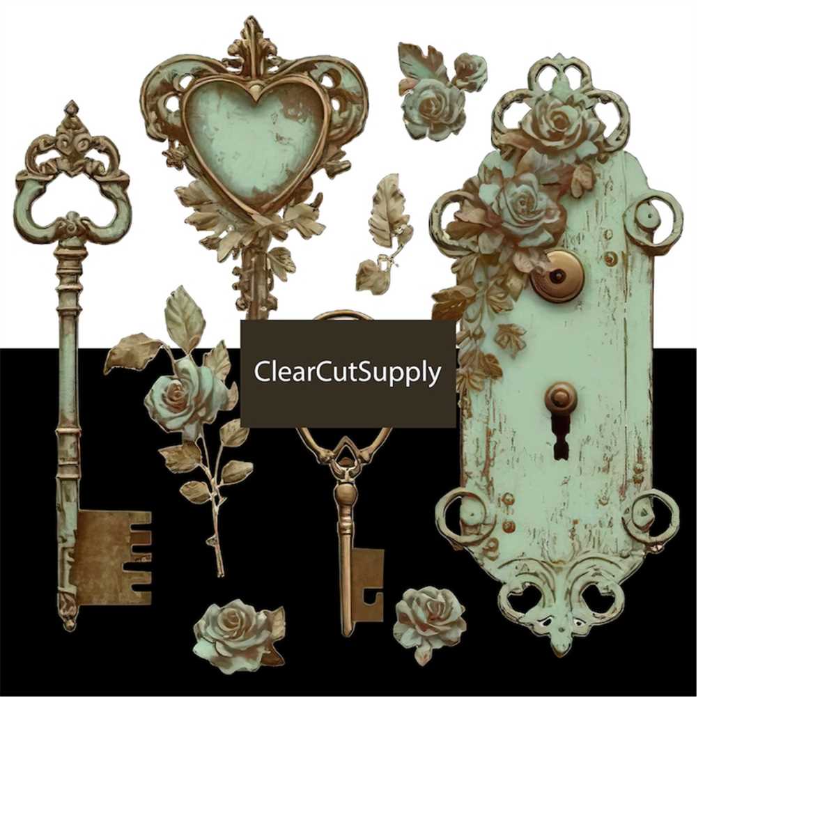 Vintage Lock and Key PNG Graphics for Scrapbooking | Inspire Uplift