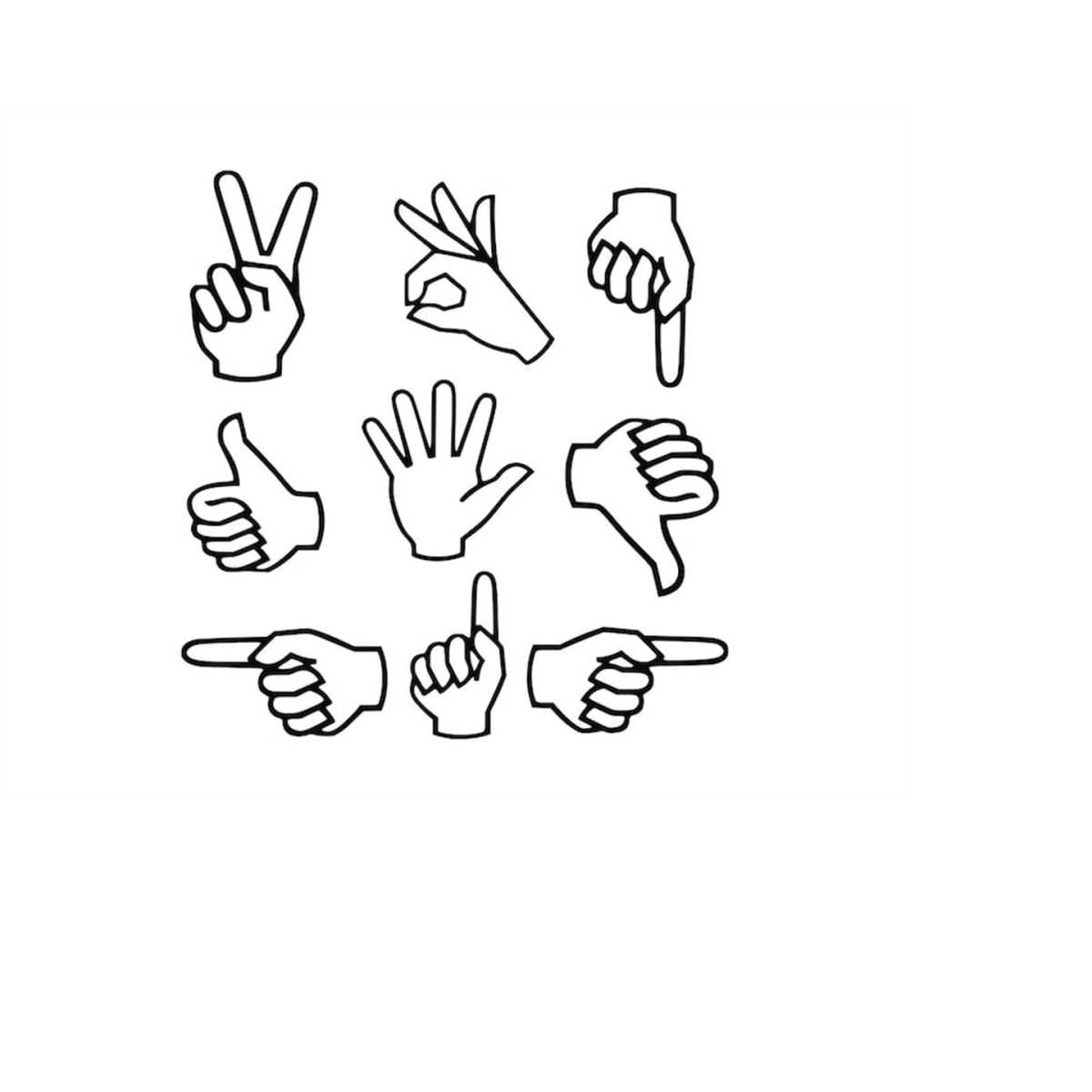 Hand Signs Svg Finger Gestures Silhouette Cutting File Clipa - Inspire ...