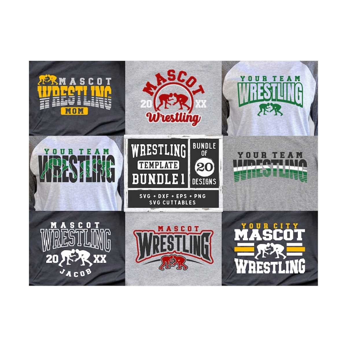 Wrestling Bundle SVG - Template Bundle 1 - svg - eps - dxf - | Inspire ...