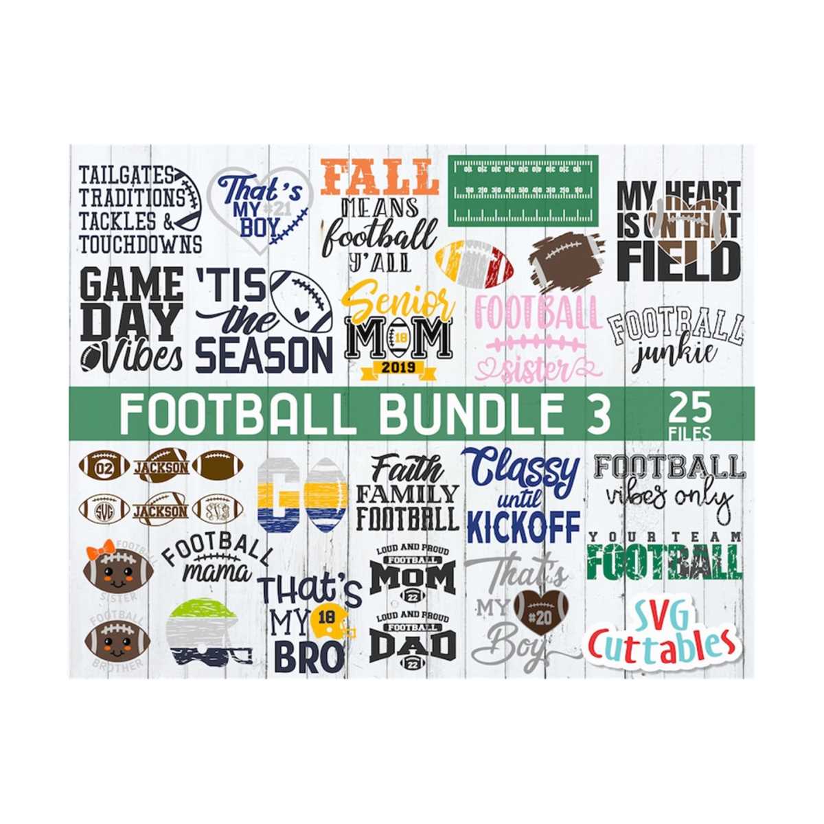 Football Bundle 3 svg - Football Cut File - svg - eps - dxf - Inspire ...