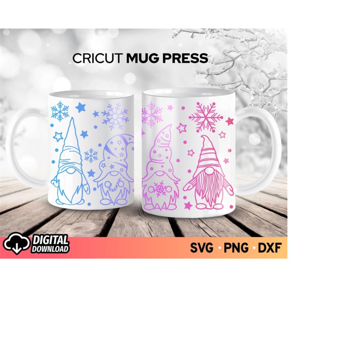 Cricut Mug Press SVG Christmas, Christmas Gnome Svg, Mug Wra | Inspire ...