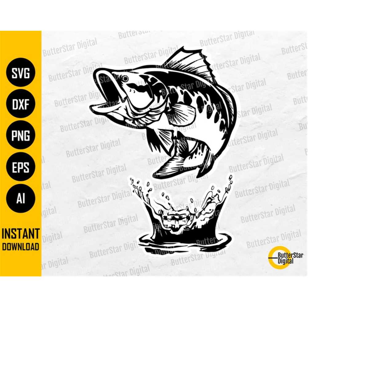 Jumping Bass Fish SVG | Bass Fishing SVG | Angling Reeling F | Inspire ...