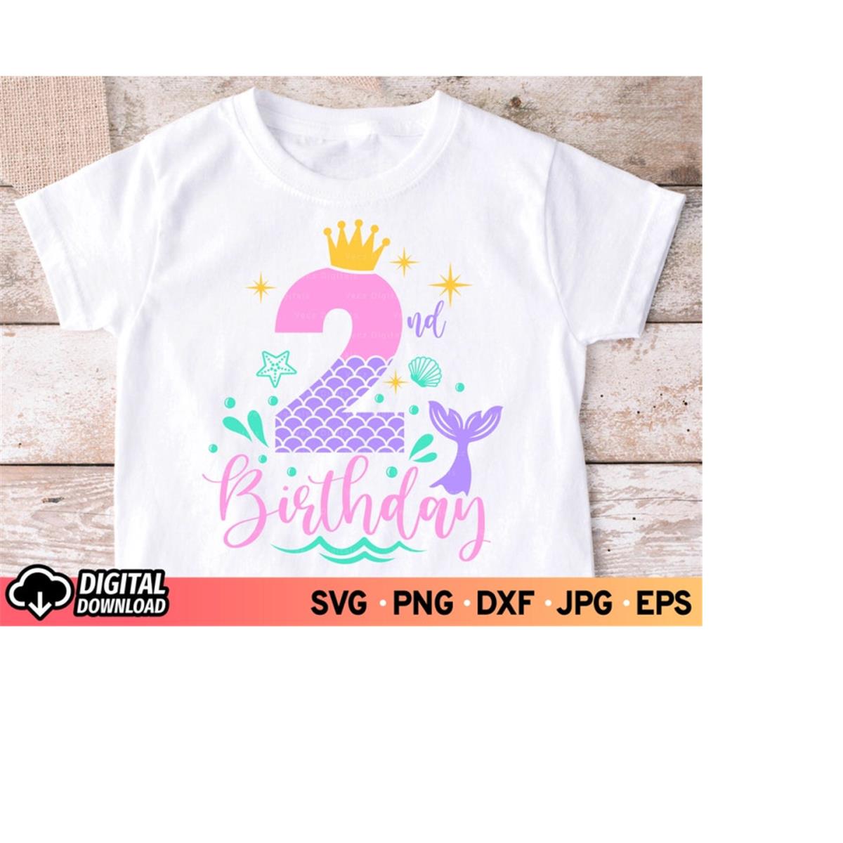 2nd Birthday Mermaid SVG, Mermaid Tail SVG, Second Birthday | Inspire Uplift