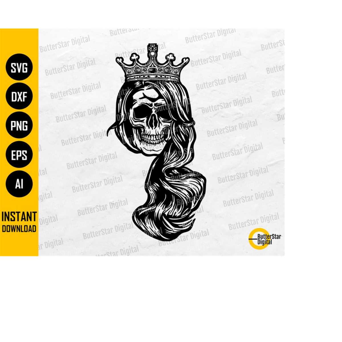 Skull Queen SVG | Skeleton Woman SVG | Gothic Girl Decal Shi | Inspire ...
