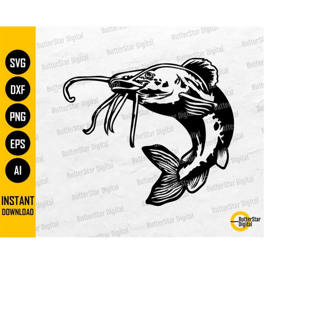 Catfish SVG | Fishing SVG | Cat Fish T-Shirt Decals Graphics | Inspire ...