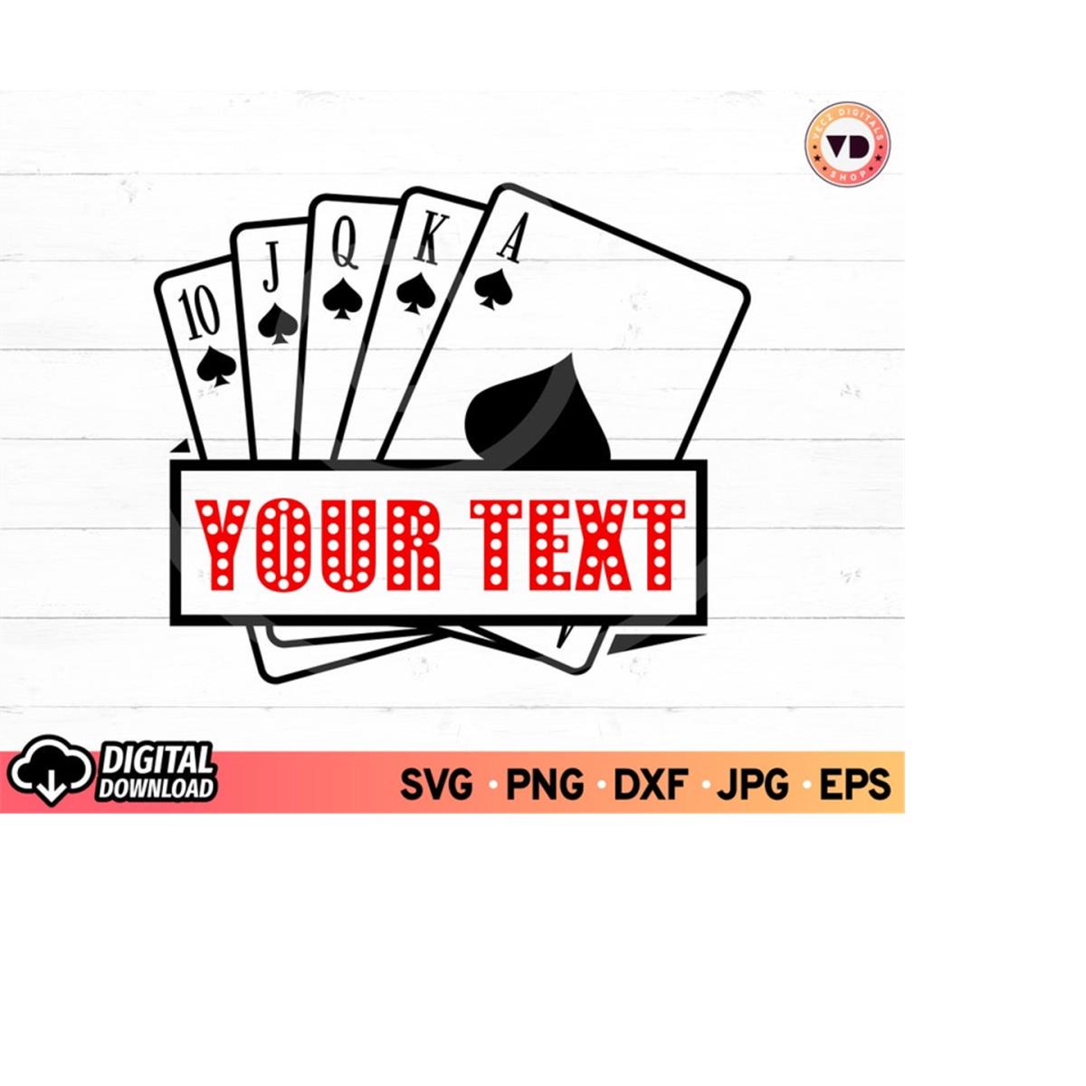 Royal Flush Spade SVG, Playing Card Name Frame Svg, Gambling - Inspire ...