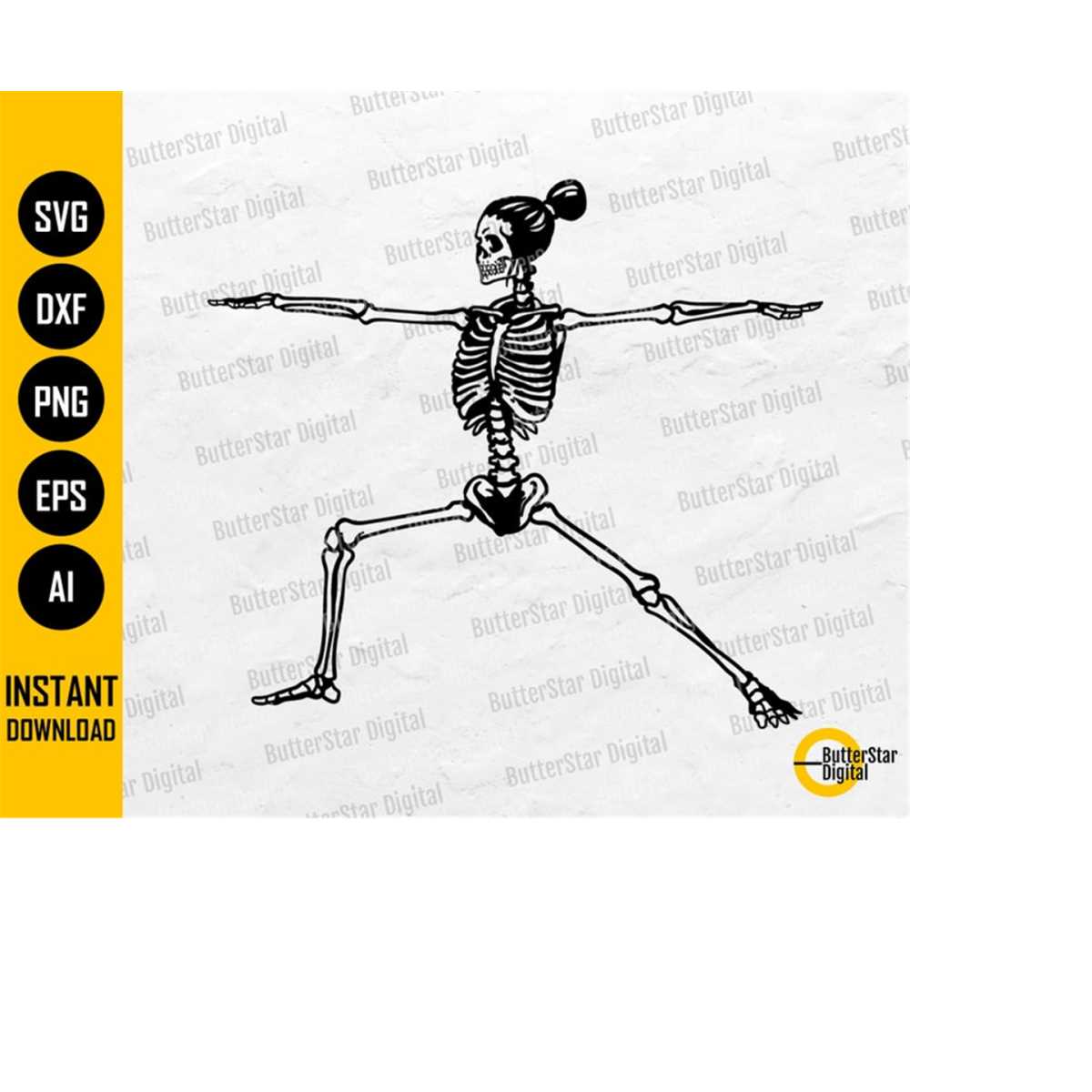 Skeleton Yoga Warrior Pose SVG | Virabhadrasana SVG | Workou | Inspire ...