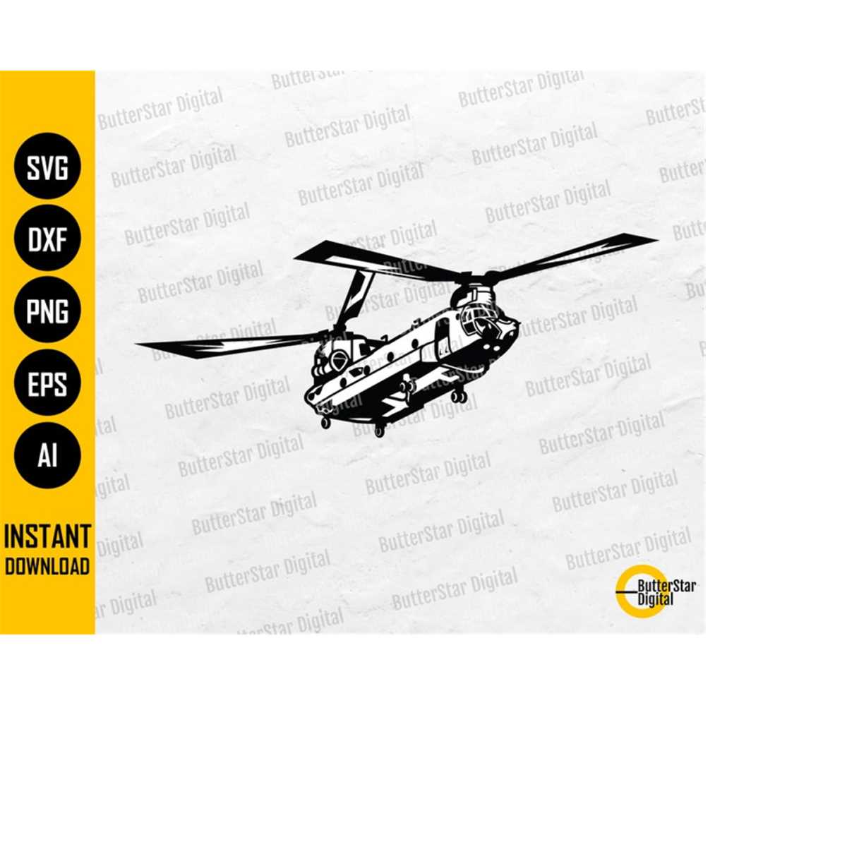 Chinook Helicopter SVG | Army Military Decal Sticker Graphic | Inspire ...