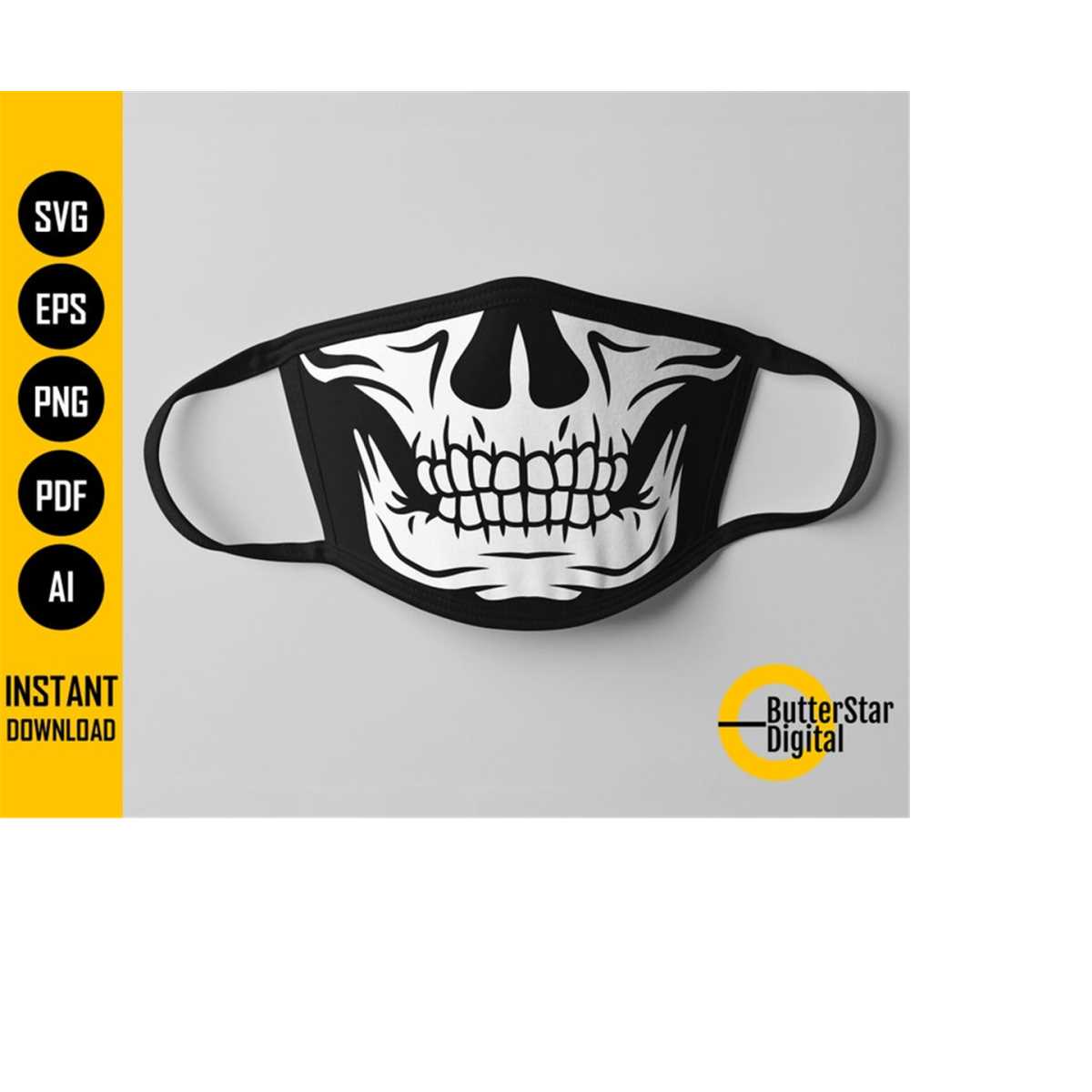 Big Skull Jaw Face Mask SVG | Skeleton Mouth Facemask | Bone | Inspire ...