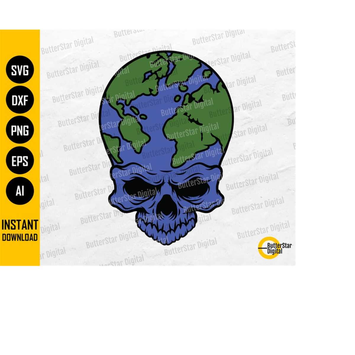 Skull Earth PNG | Globe PNG | Space T-Shirt Sticker Sublimat | Inspire ...