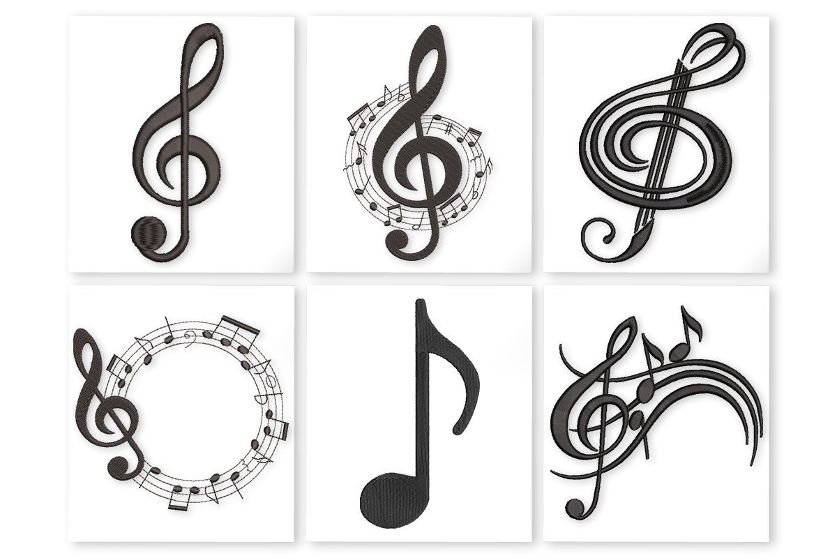 Music Notes Embroidery Design. Musical Note Embroidery Patte - Inspire ...