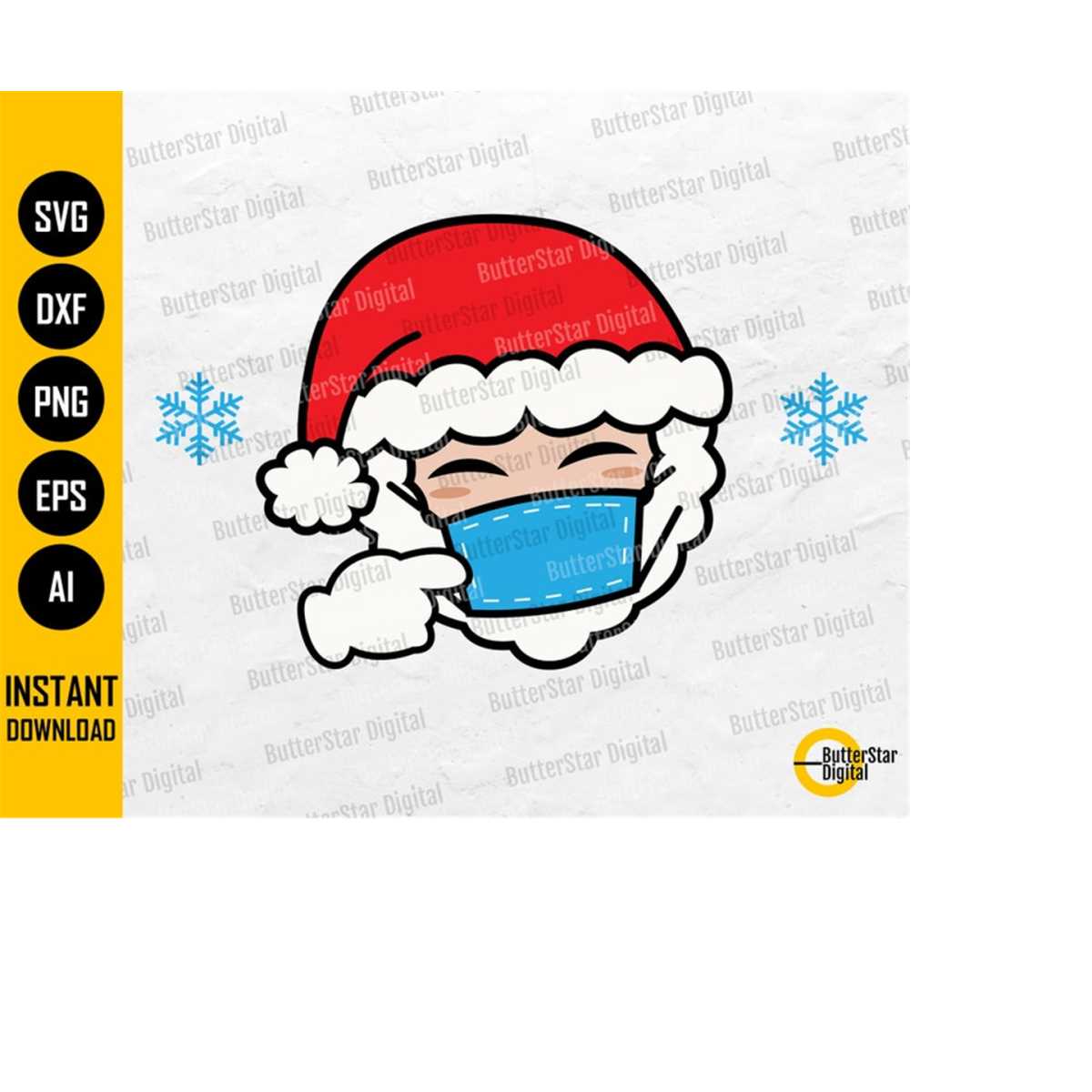 Santa Wearing Face Mask SVG | 2022 Xmas SVG | Cute Pandemic | Inspire ...