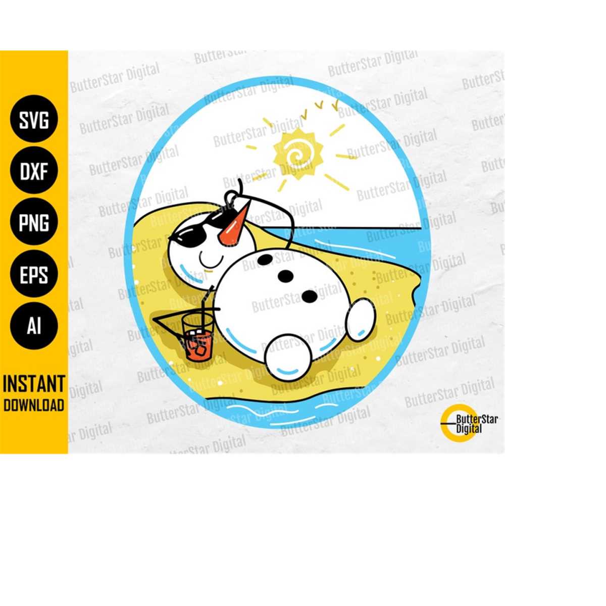 Sunbathing Snowman SVG | Cute Funny Winter SVG | Beach Snow | Inspire ...