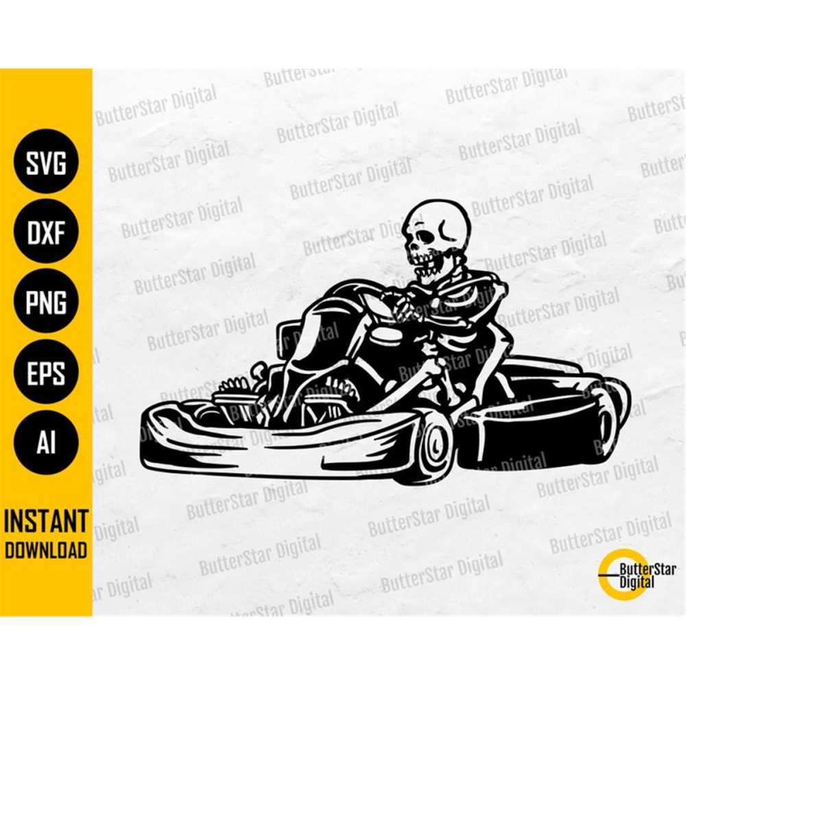 Skeleton Driving Go Kart SVG | Motor Sports SVG | Race Car D | Inspire ...