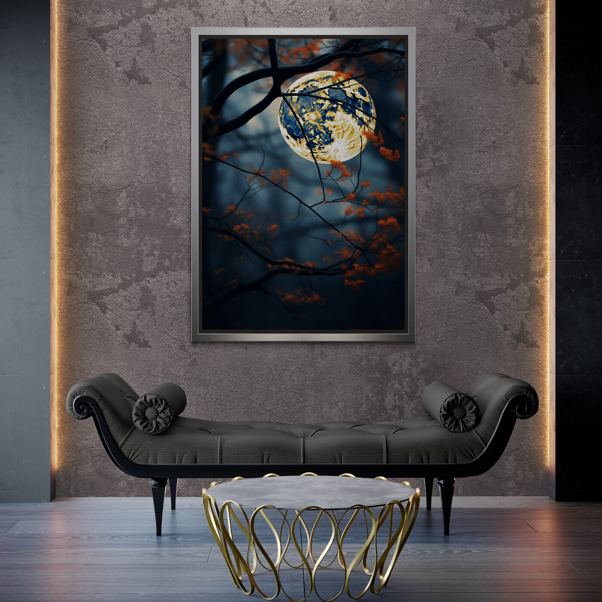 Abstract Large Moon Framed Canvas, Huge Full Moon Wall Art, | Inspire ...